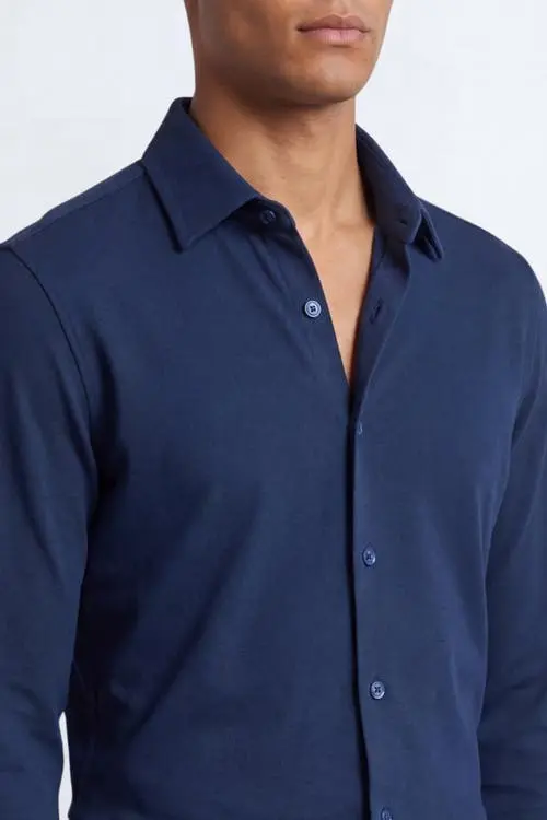TWISTED TAILOR Noah Jersey Shirt - Navy