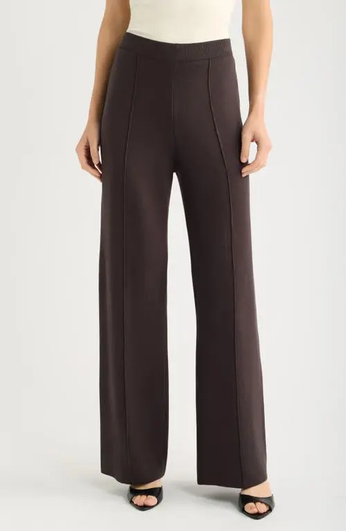 TAHARI ASL Wide Leg Sweater Knit Pants - Espresso