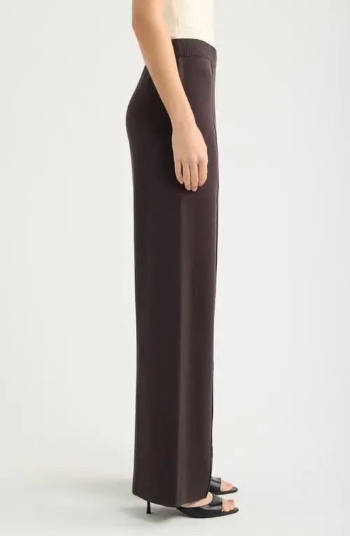 TAHARI ASL Wide Leg Sweater Knit Pants - Espresso