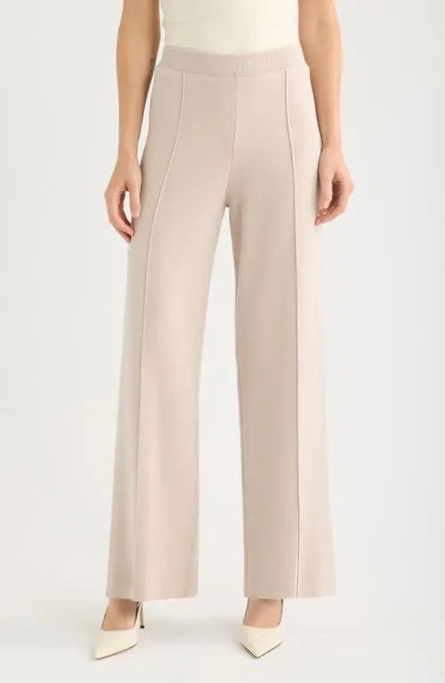 TAHARI ASL Wide Leg Sweater Knit Pants - Ivory