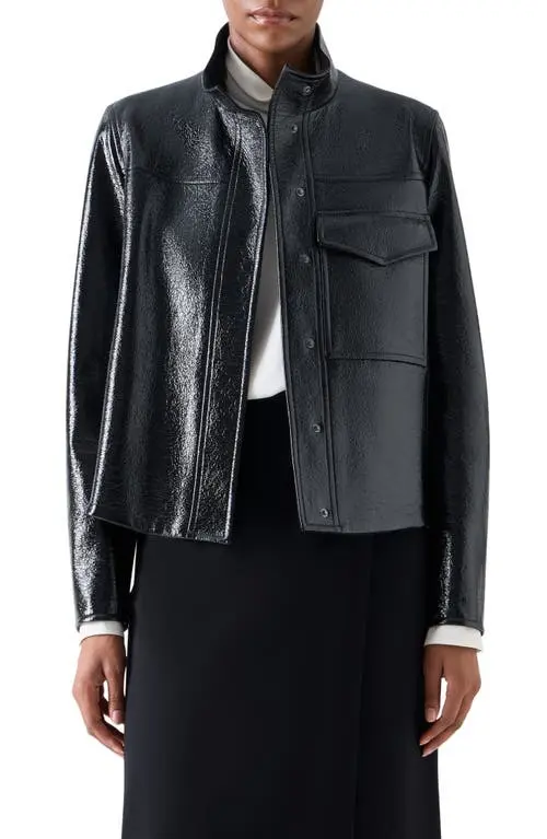 Akris Faux Lacquer Leather Jacket - Black