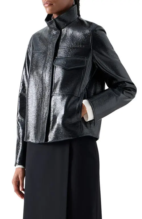 Akris Faux Lacquer Leather Jacket