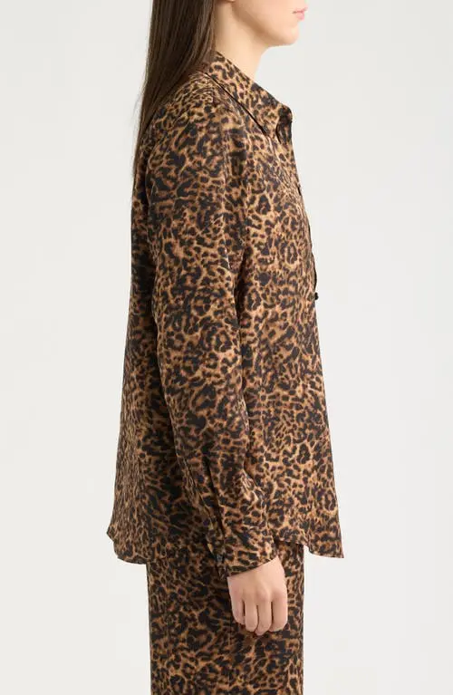 TAHARI ASL Leopard Print Long Sleeve Shirt