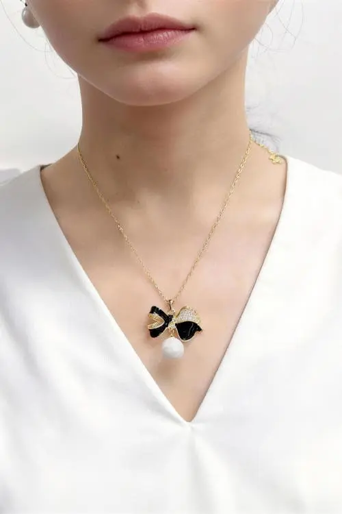CLASSICHARMS Butterfly Pearl Drop Necklace