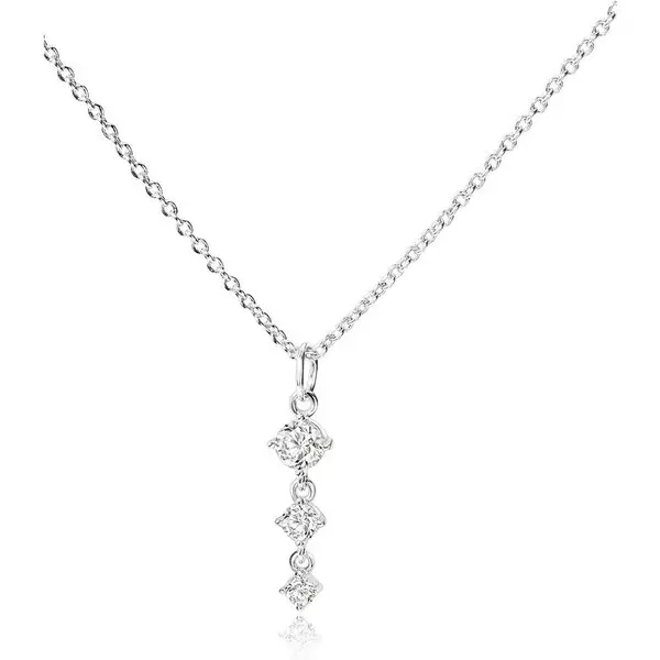 MINT & LILY Three Stone Drop Pendant Necklace - Silver