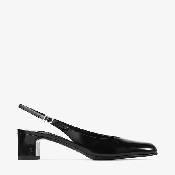 JIMMY CHOO Eyla Sling Back 45 Polished Calf Leather Slingbacks - Black