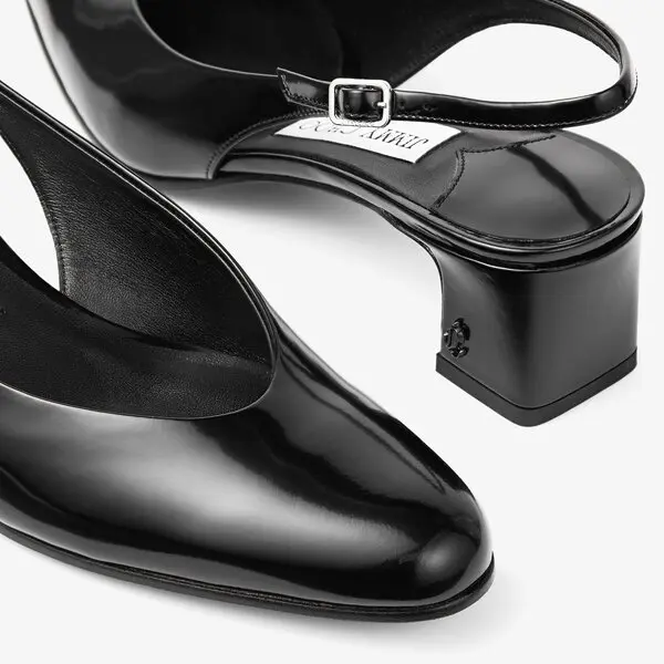 JIMMY CHOO Eyla Sling Back 45 Polished Calf Leather Slingbacks