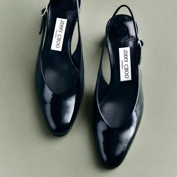 JIMMY CHOO Eyla Sling Back 45 Polished Calf Leather Slingbacks