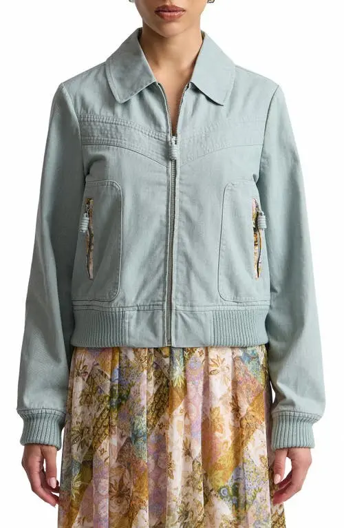Avec Les Filles Cotton Zip Bomber Jacket - Fern