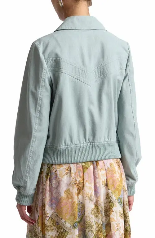 Avec Les Filles Cotton Zip Bomber Jacket - Fern