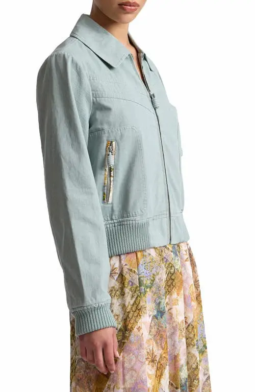 Avec Les Filles Cotton Zip Bomber Jacket - Fern