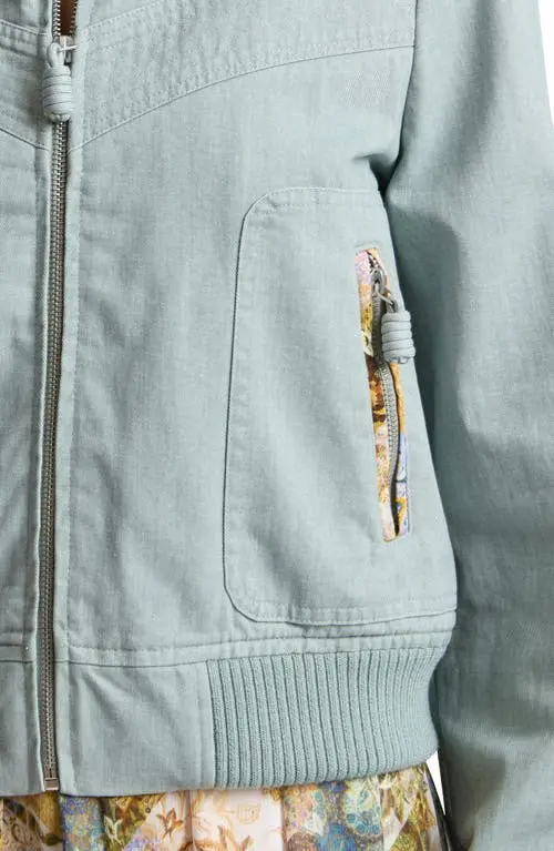 Avec Les Filles Cotton Zip Bomber Jacket - Fern