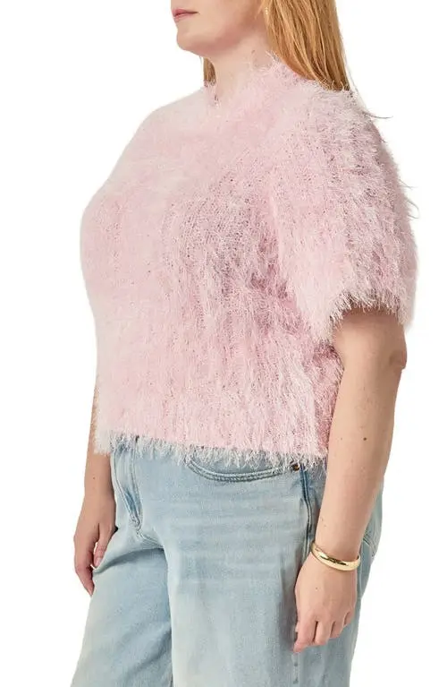 Endless Rose Fuzzy Short Sleeve Sweater