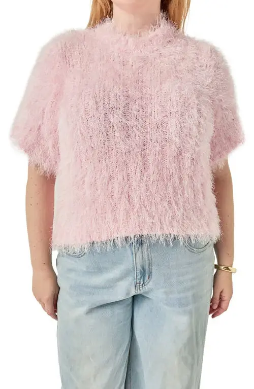 Endless Rose Fuzzy Short Sleeve Sweater