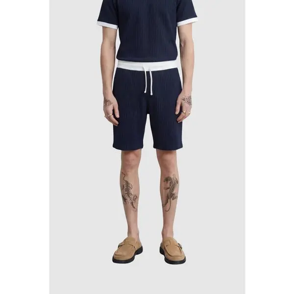TWISTED TAILOR Henry Textured Knit Shorts With Drawstring Waist