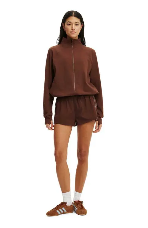 Cotton:on Active Oversized Track Jacket With Contrast Piping - Chestnut