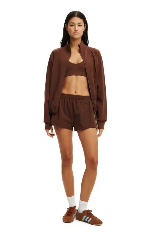 Cotton:on Active Oversized Track Jacket With Contrast Piping - Chestnut