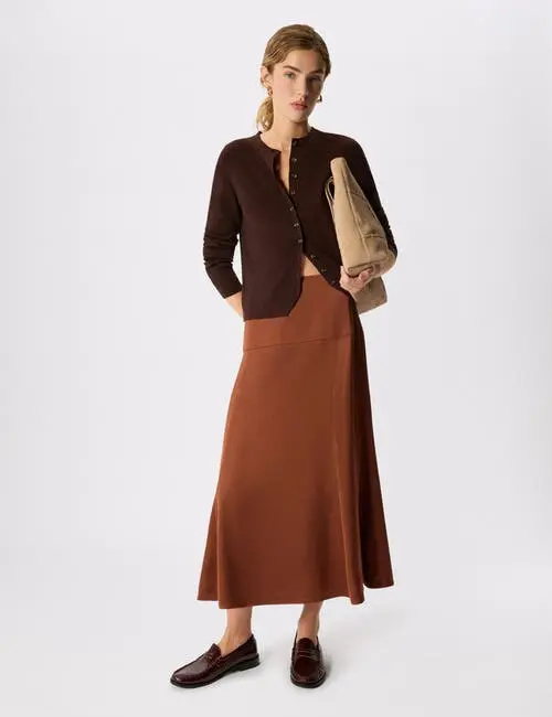 Whistles Panel Waist Satin Midi Skirt