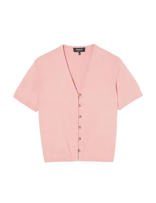 Whistles Short Sleeve Button Front Knit Cardigan