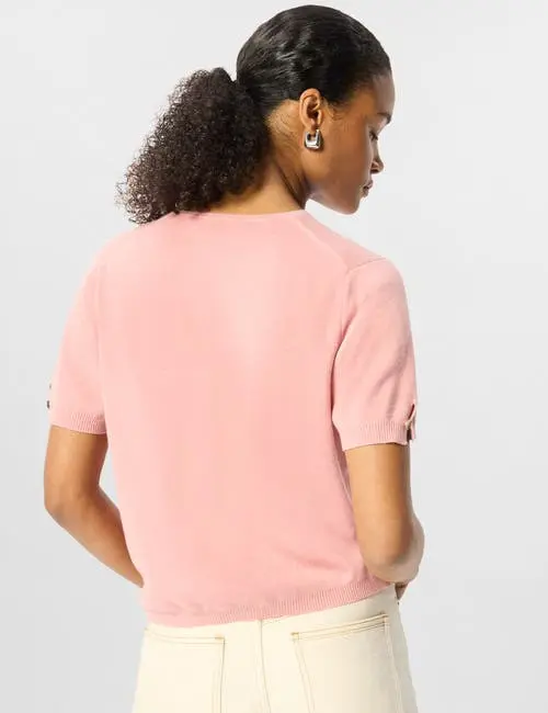Whistles Short Sleeve Button Front Knit Cardigan