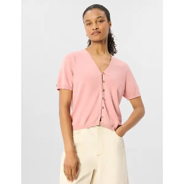 Whistles Short Sleeve Knit Cardigan - Pink