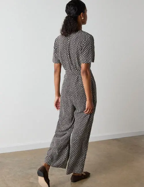 Whistles Short Sleeve Wide Leg Jumpsuit