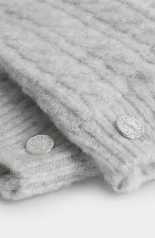 KATIE LOXTON Cable Knit Handwarmers With Logo Pin Detail - Light Grey