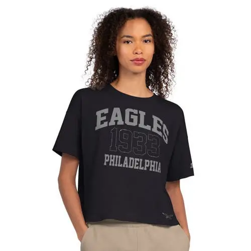 STARTER Philadelphia Eagles Rhinestone Boxy Cropped T-shirt
