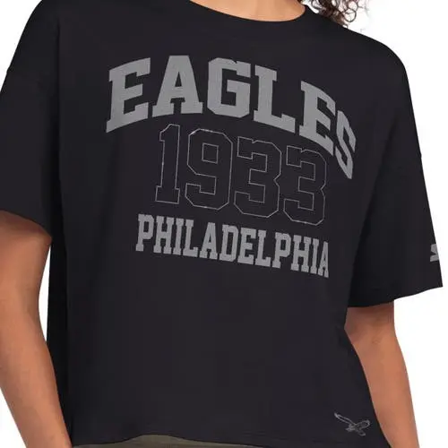 STARTER Philadelphia Eagles Rhinestone Boxy Cropped T-shirt