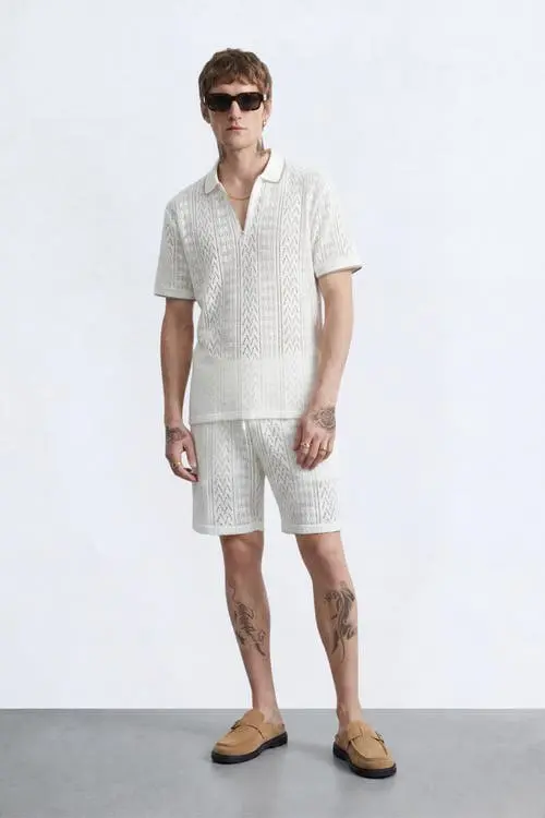 TWISTED TAILOR Oscar Tipped Crochet Cotton Shorts