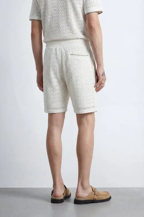 TWISTED TAILOR Oscar Tipped Crochet Cotton Shorts