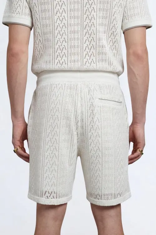 TWISTED TAILOR Oscar Tipped Crochet Cotton Shorts