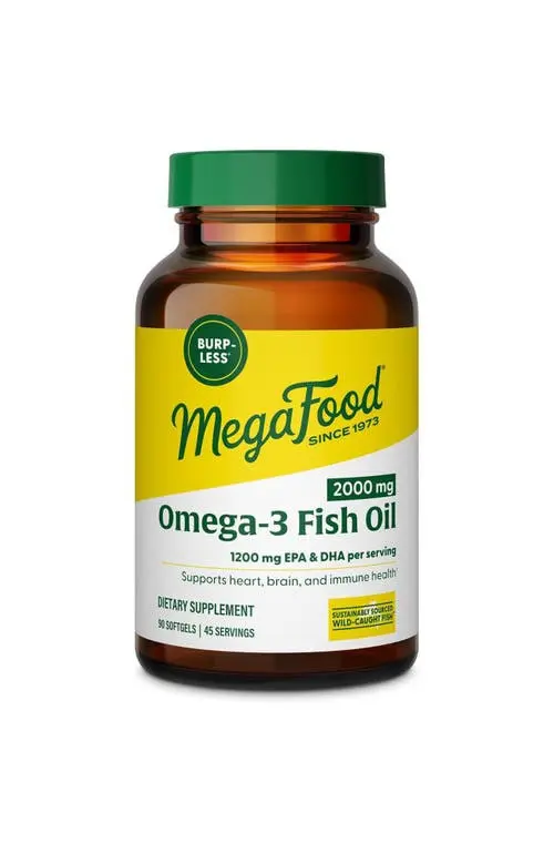 MEGAFOOD 2000mg Fish Oil Omega 3, Burp-less & Lemon Oil Infused With 1200mg Epa & Dha Per Serving - None