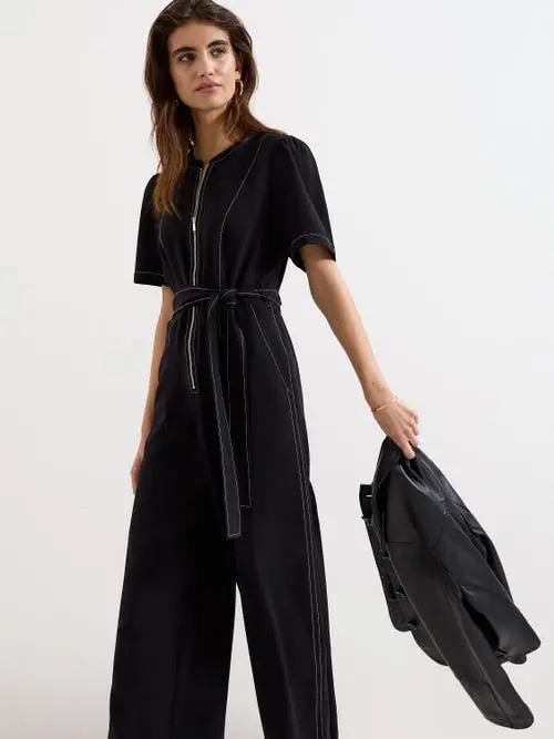 PHASE EIGHT Alix Contrast Stitch Zip Jumpsuit