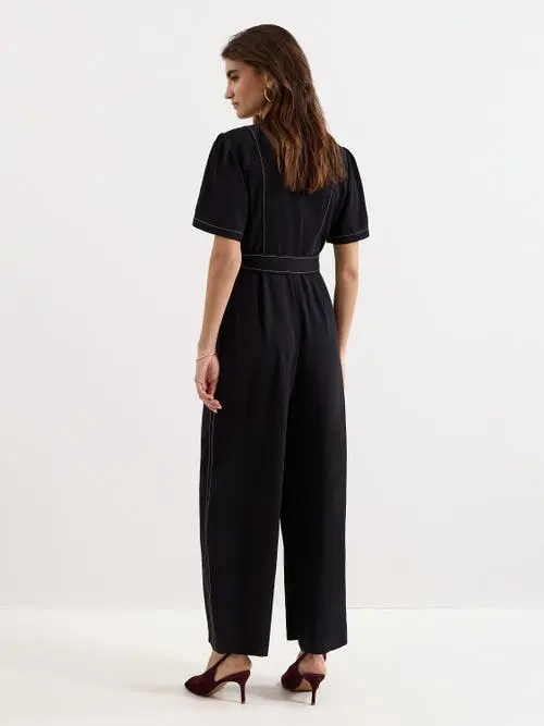 PHASE EIGHT Alix Contrast Stitch Zip Jumpsuit