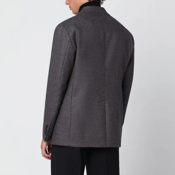 Tagliatore Single-breasted Jacket In Houndstooth Wool - Black