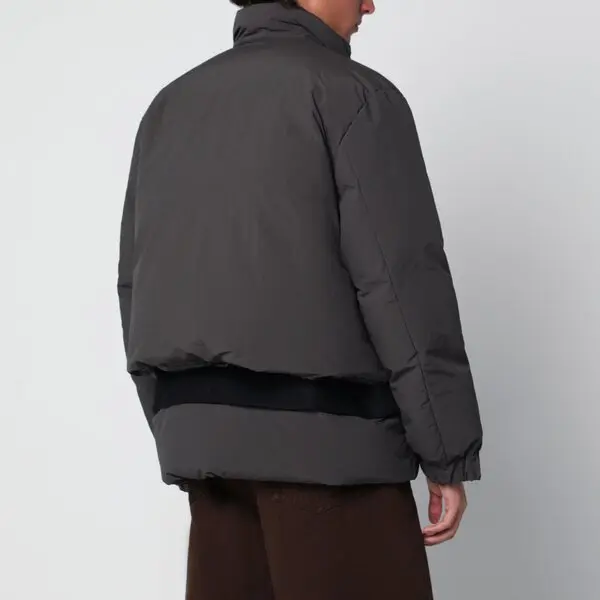 Sacai Khaki /navy Blue Down Jacket With Wool Insert