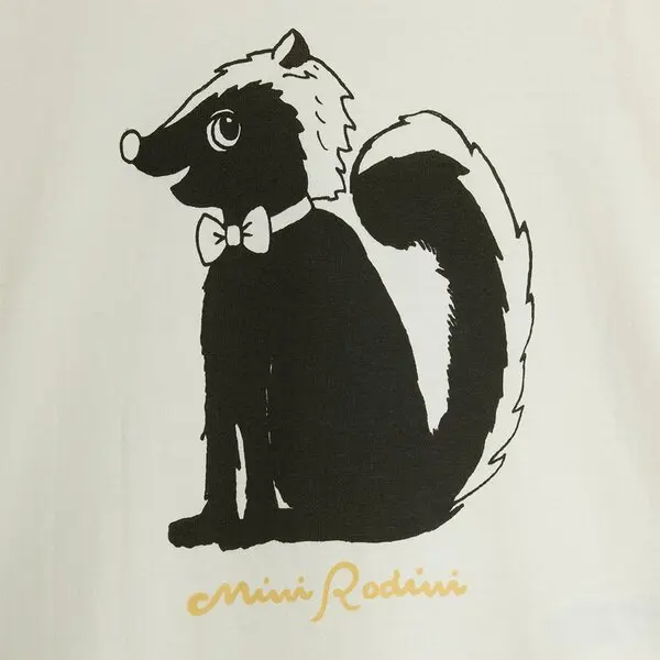 MINI RODINI Cotton T-shirt With Skunk Print
