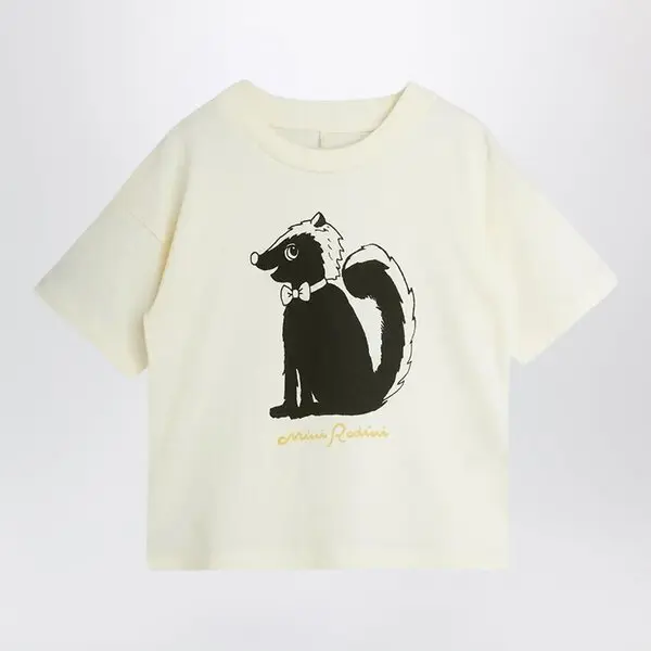MINI RODINI Organic Cotton Skunk Print T-shirt - White