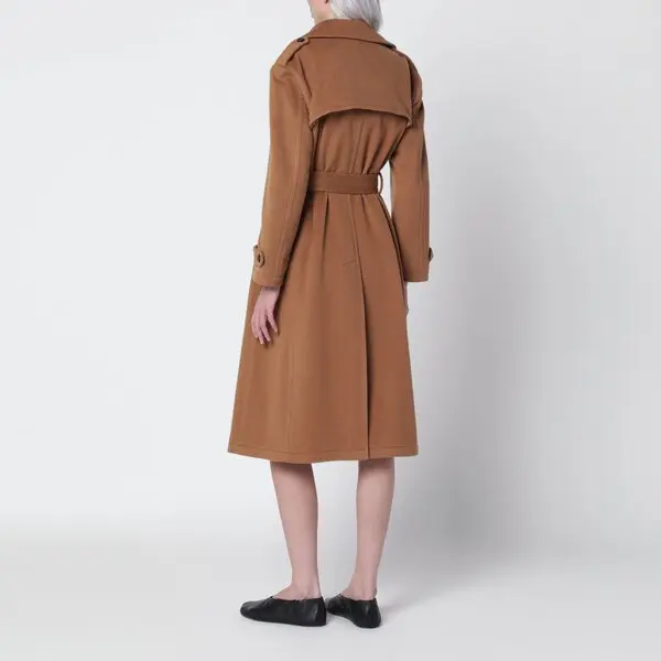 Tagliatore Light Brown Double-breasted Trench Coat In Cashmere