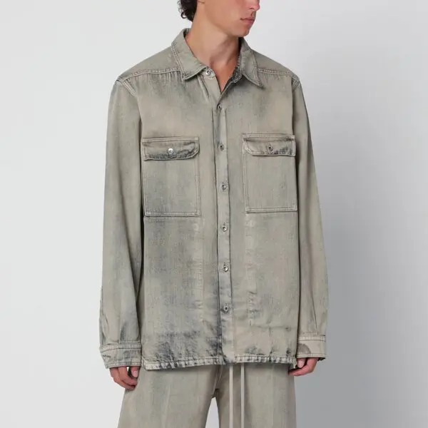 Rick Owens Wide-leg Trousers In Mineral Washed Denim - Grey