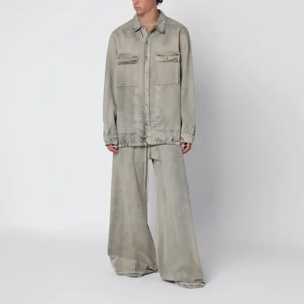 Rick Owens Wide-leg Trousers In Mineral Washed Denim
