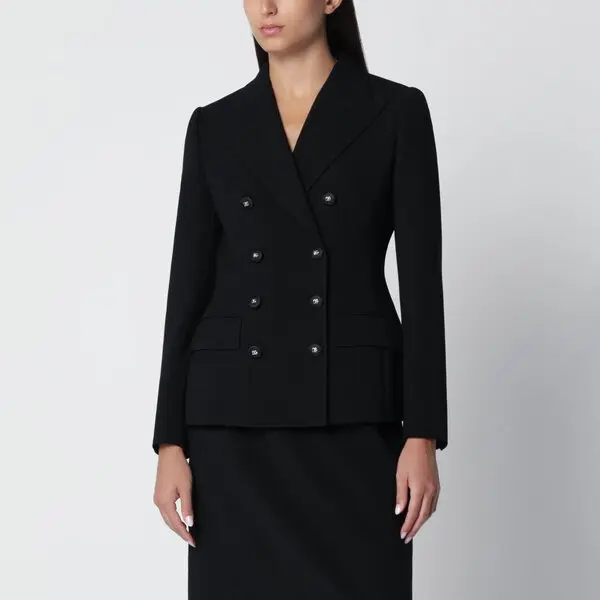 Dolce & Gabbana Double-breasted Jacket In Wool - Black