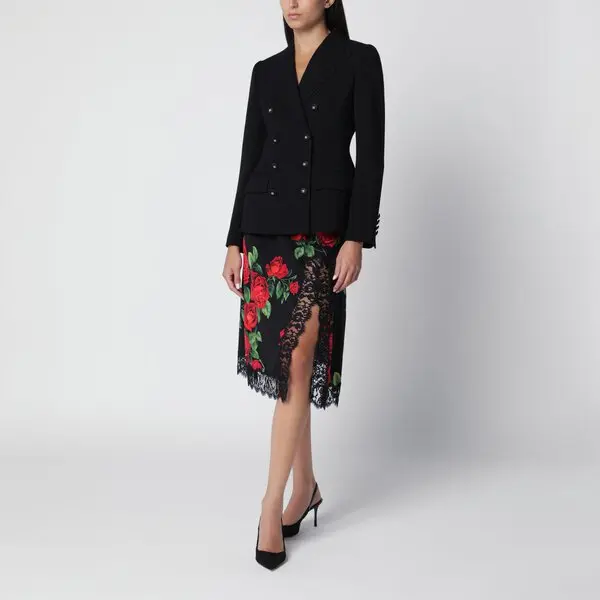 Dolce & Gabbana Floral-pattern Skirt In Silk Blend And Lace