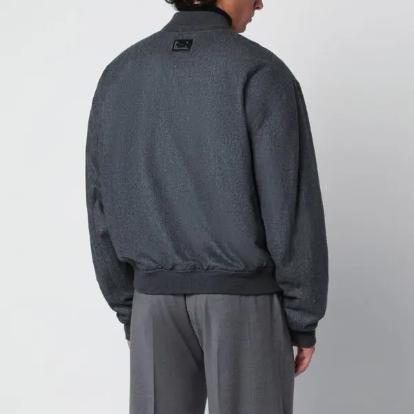 Dolce & Gabbana Mélange Zip-up Bomber Jacket In Wool