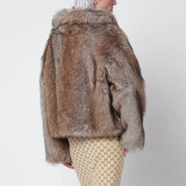 BB COUTURE Brigitte Poncho In Wolf-effect Faux Fur
