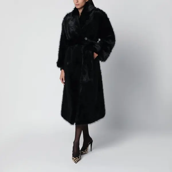 BB COUTURE Jackie Double-breasted Coat With Belt - Black