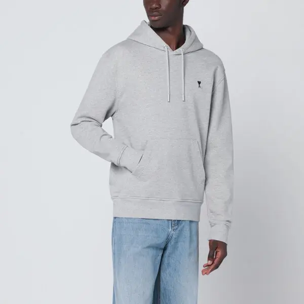 AMI Paris De Coeur Hooded Top - Grey