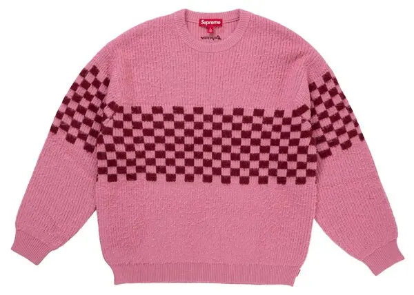 Supreme Checkerboard Pilled Sweater - Pink