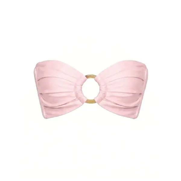 MONTCE Pale Blush Silkie Tori Ties Bandeau Bikini Top - Pink